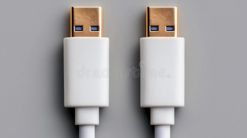 White Usb Cable Two Gold Connectors Stock Photos - Free & Royalty-Free ...