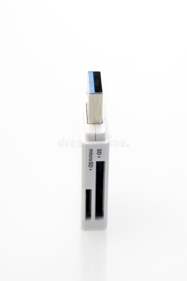 White USB Card Reader Close-up on White Background Stock Image - Image ...