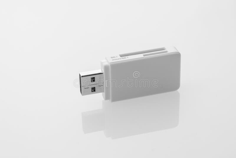 White USB Card Reader Close-up on White Background Stock Photo - Image ...
