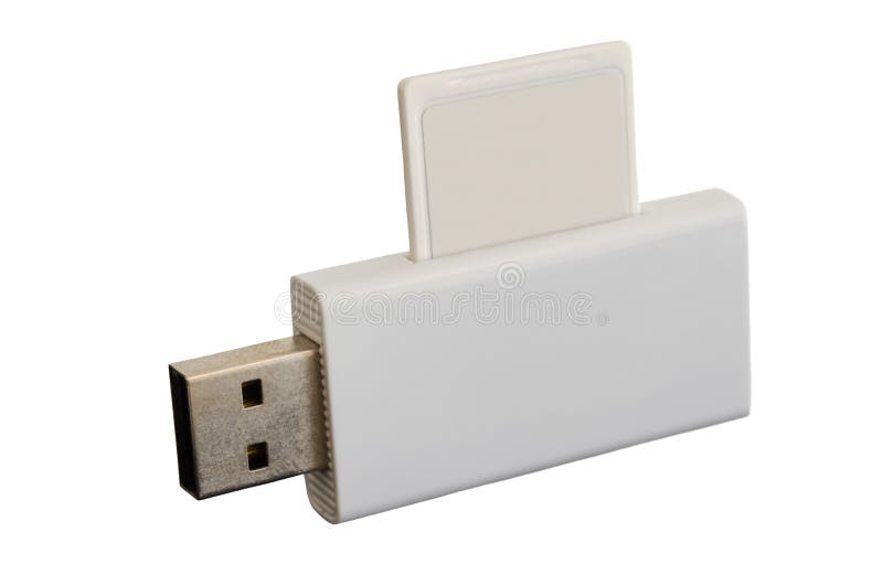 White USB Card Reader with Inserted SDHC Card Stock Image - Image of ...