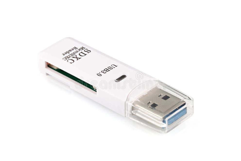 White USB Card Reader Isolated on White Background Stock Image - Image ...