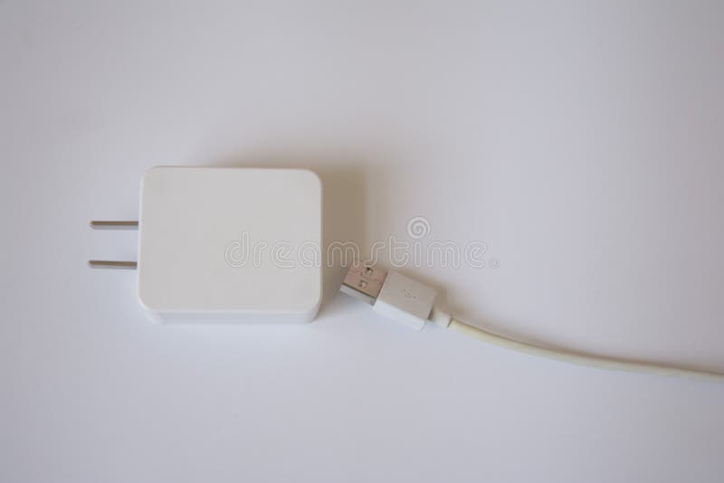 White USB Charger and Connecting Cable Stock Image - Image of energy ...