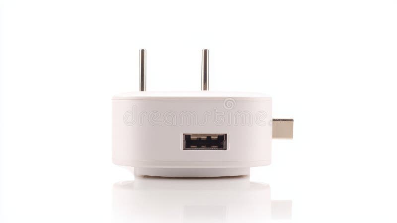White USB Charger with Multi Ports for Device Charging on Glossy White ...