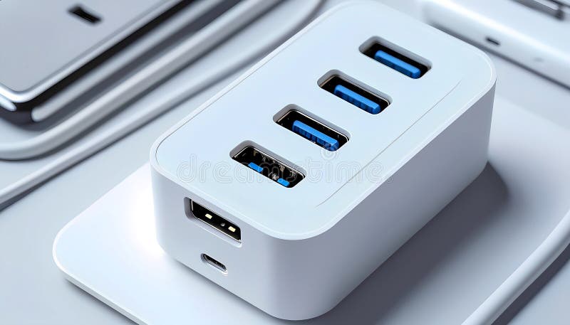 White USB Charger with Multiple Ports. Stock Illustration ...