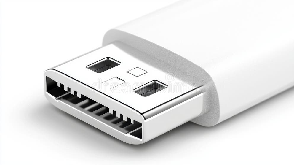 A white USB connector. stock image. Image of surface - 392548815