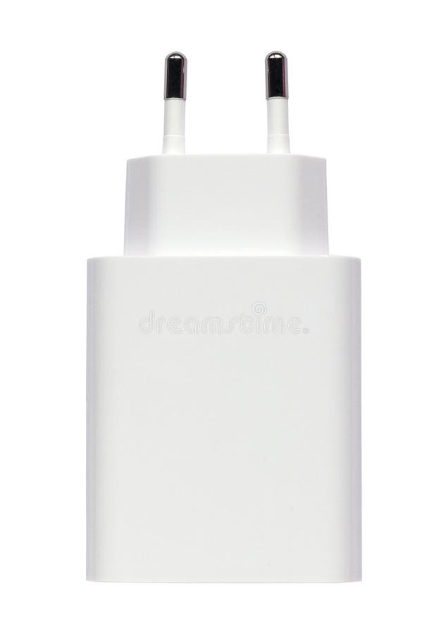 A White USB Electric Power Socket AC Outlet Isolated on White ...
