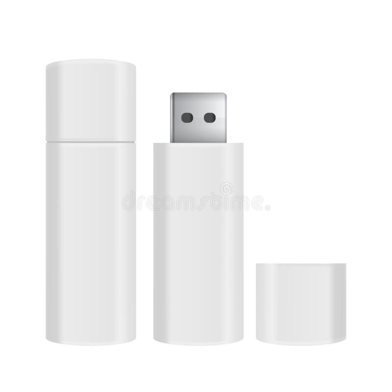 White USB Flash Drive with Cap Removed, Three Parts Shown. Vector Stock ...