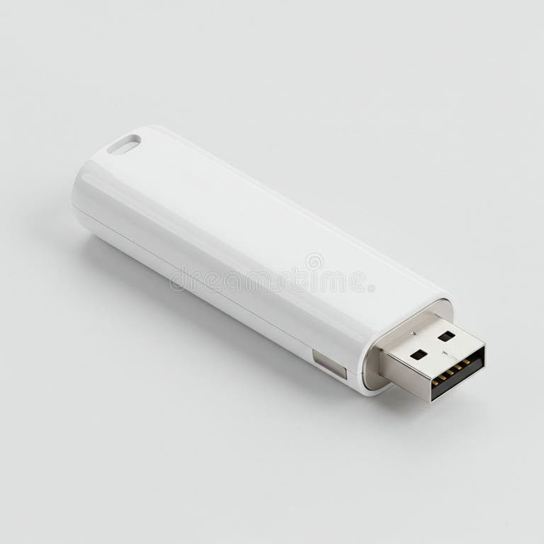 White USB Flash Drive Featuring a Rectangular Design with Smooth Edges ...