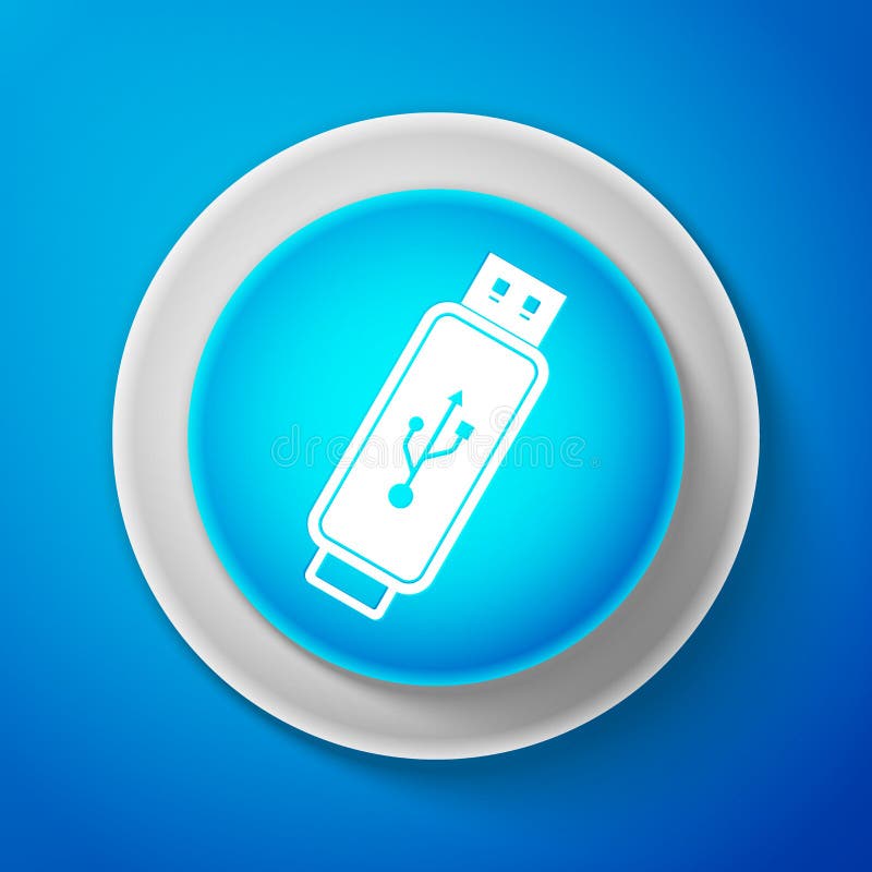 Flat Blue USB Drive Icon. Isolated on White Stock Vector - Illustration ...