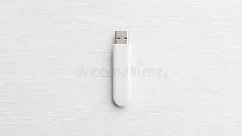 A white USB flash drive. stock image. Image of white - 384936993