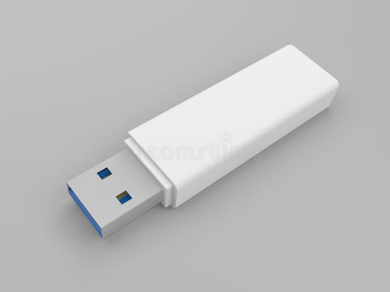 White USB Flash Drive Isolated on Gray Background. Stock Illustration ...