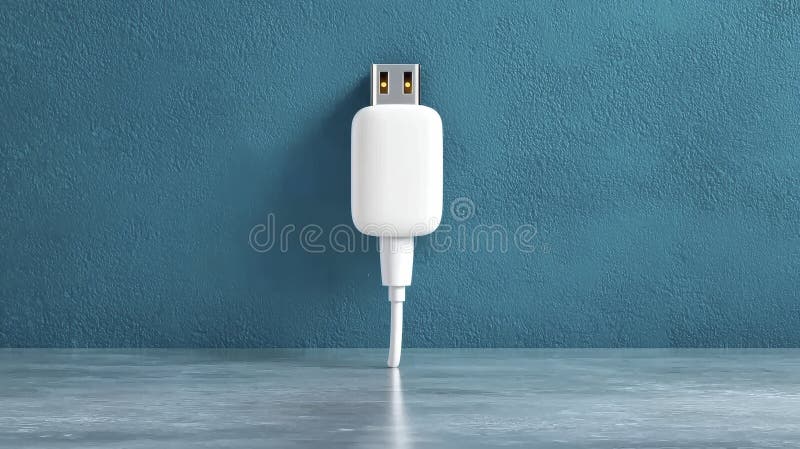White USB Flash Drive on Teal Background Stock Illustration ...