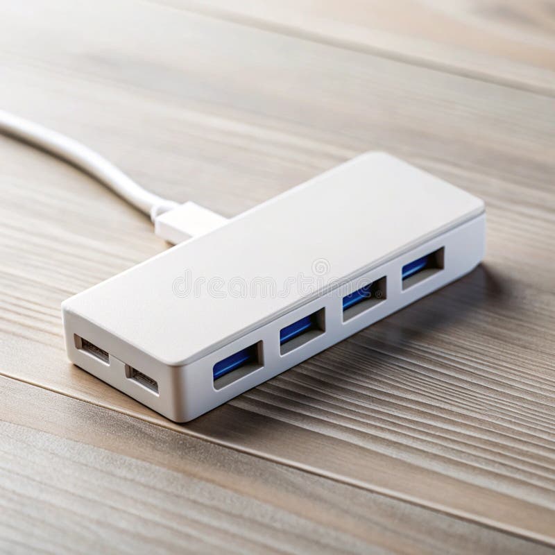 White USB Hub with Multiple Ports, USB 30 and USB Type C Connectors on ...