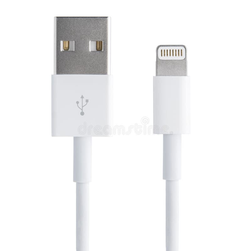 White Usb Mobile Charging Cable Stock Image - Image of connection ...