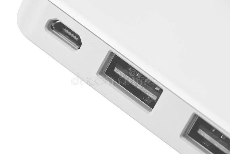 White USB Socket Port Isolated on Background. Close Up. Stock Image ...
