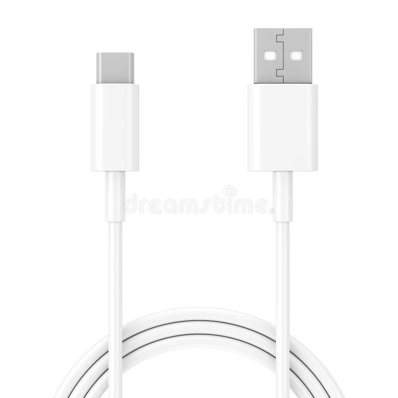 White USB Type C Charger Cable for Smartphone. 3d Rendering Stock ...