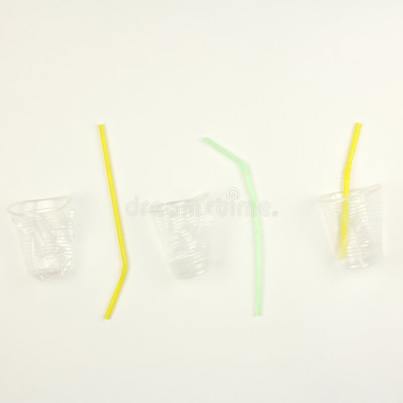 Used Dirty White Plastic Disposable Tableware, Plate Fork Spoon Bottle ...