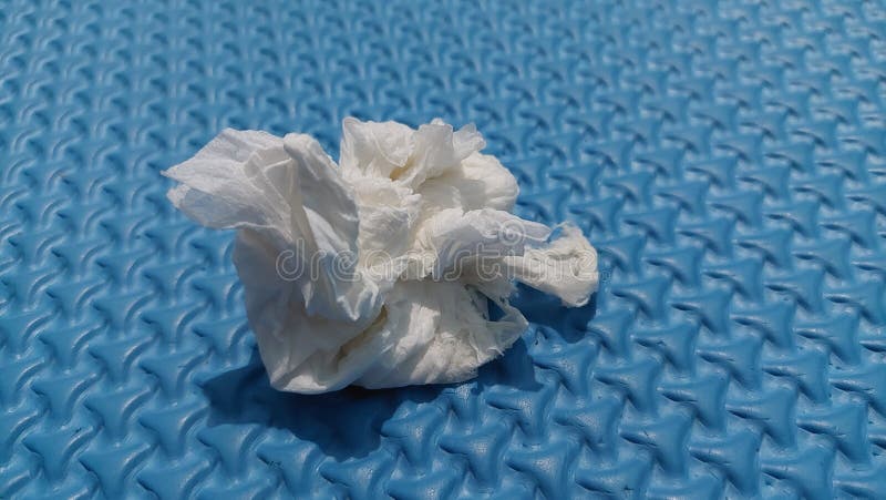 White Used Tissue on the Blue Carpet Stock Photo - Image of used, white ...