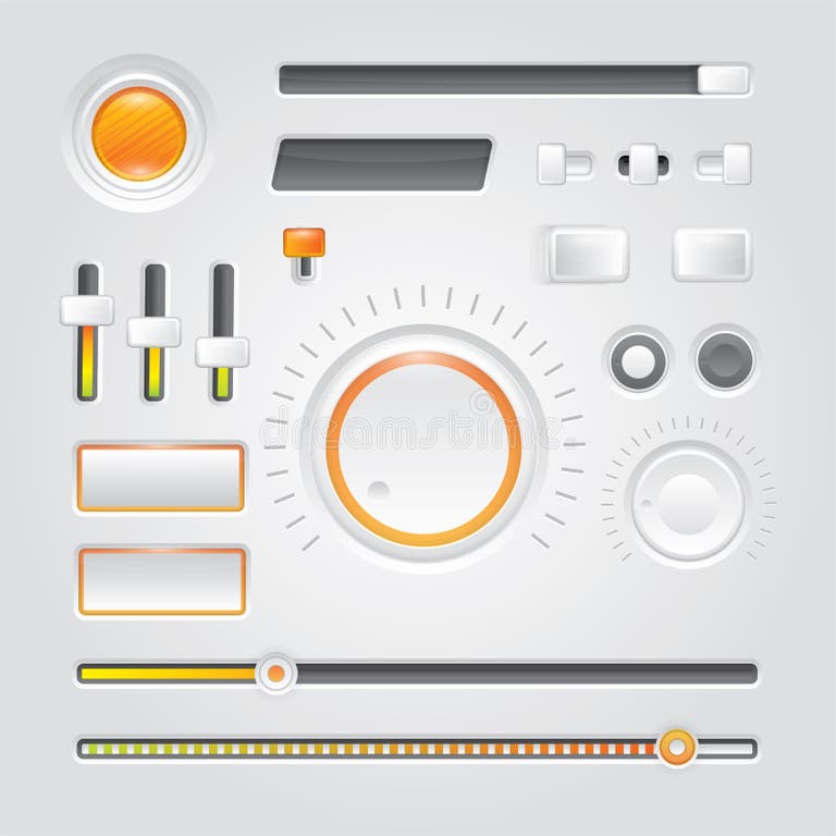 White User Interface Knobs Buttons Stock Vector Illustration Of