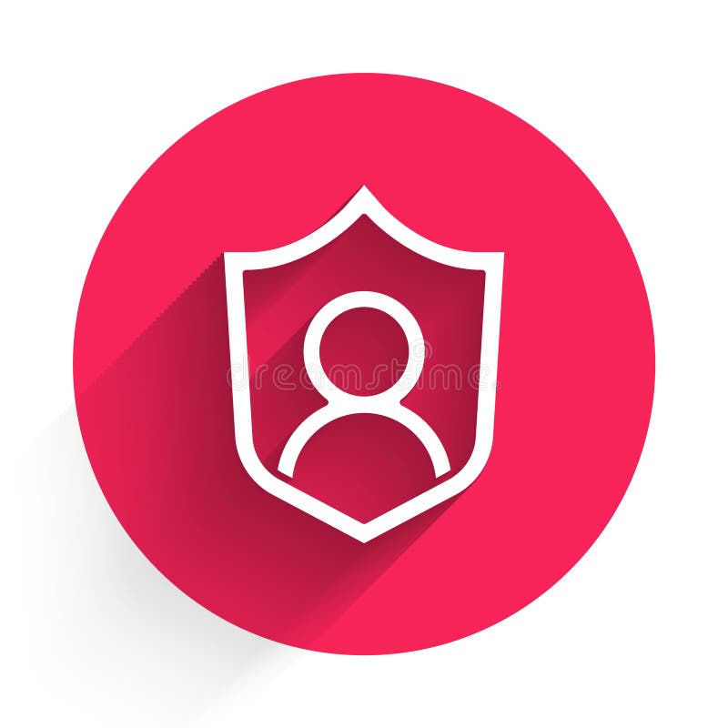 White User Protection Icon Isolated with Long Shadow. Secure User Login ...