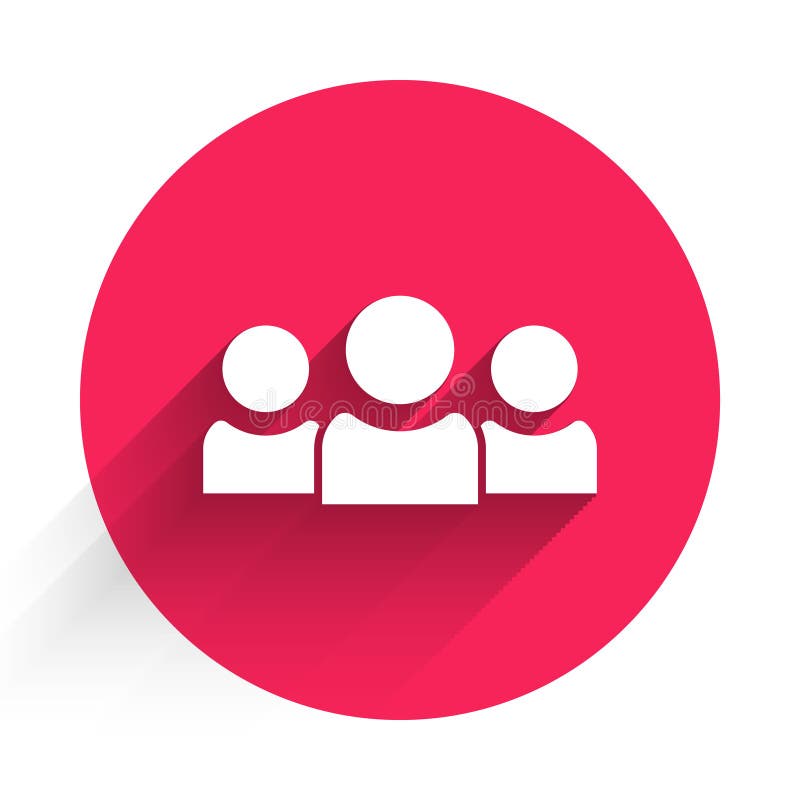 White Users Group Icon Isolated with Long Shadow. Group of People Icon ...