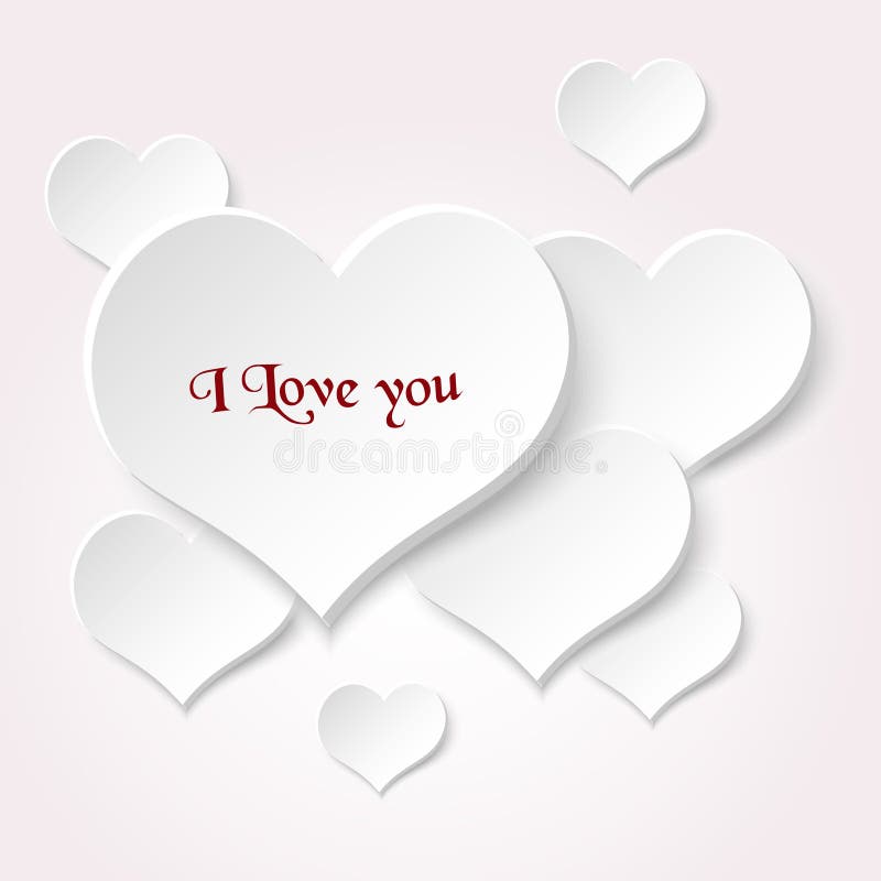 White Valentine Hearths from Paper with Love Text Eps10 Stock Vector ...