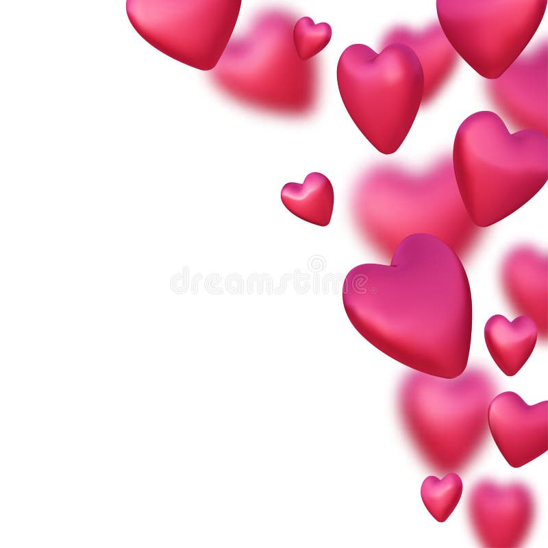 White Valentine`s Day Banner with Pink Blurred Hearts Stock Vector ...