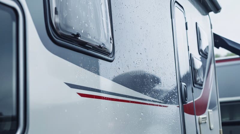 A White Van is Driving Down a Wet Road Stock Illustration ...