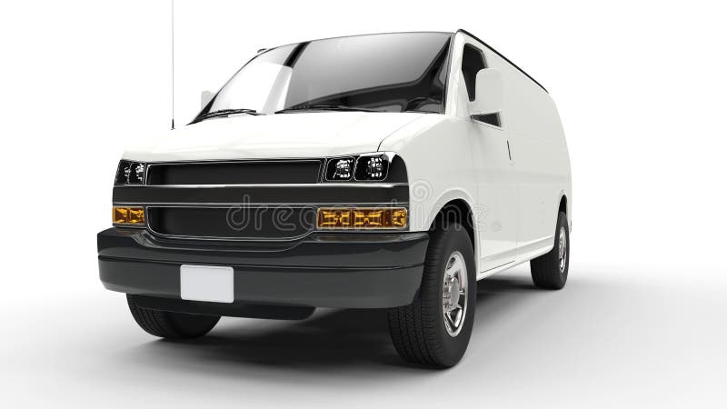 White Van Front View stock image. Image of minibus, green - 59007169