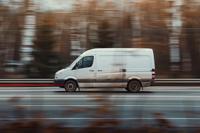 White Van Speeding on the Road Stock Illustration - Illustration of ...