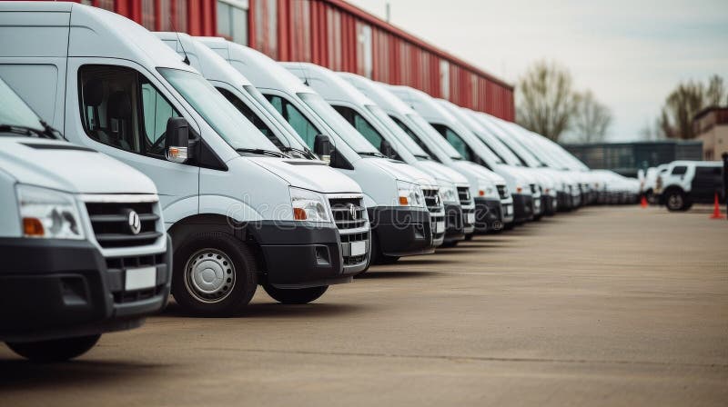 White Vans Parked in the Logistics Center Stock Illustration ...