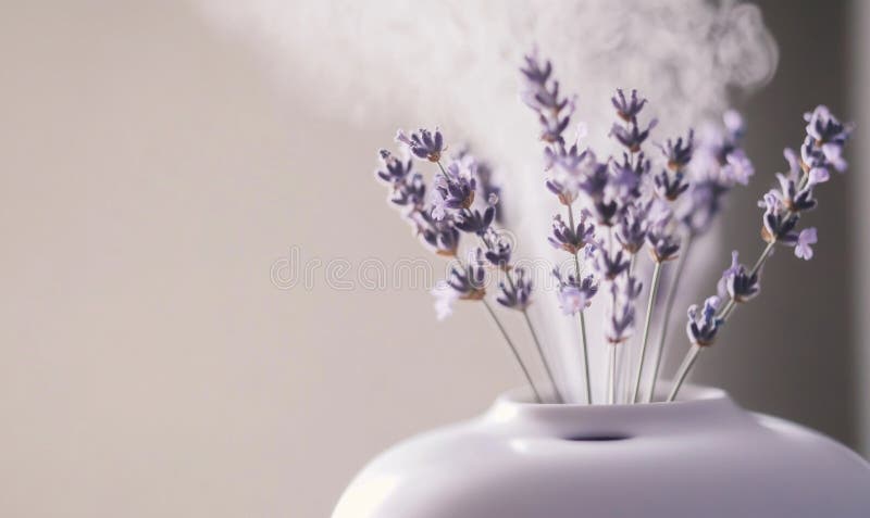 A White Vase with Lavender Flowers in it Stock Photo - Image of aroma ...