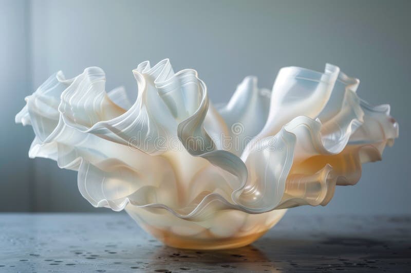 A White Vase is Placed on Top of a Table, Pale, Translucent Quality ...