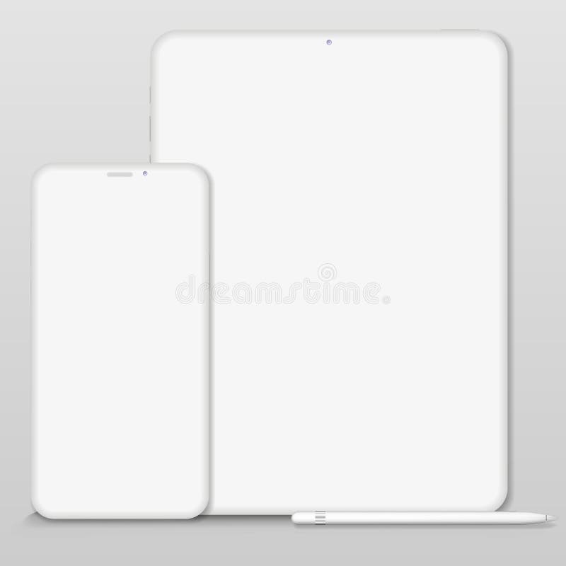 Clay Render Tablet Mockup with Blank Screen for App Development and UX ...