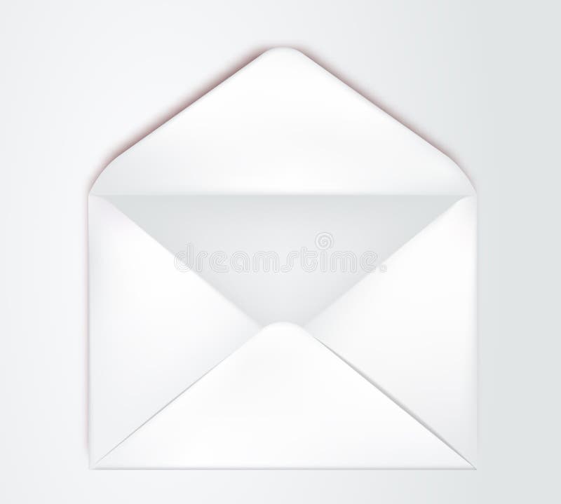White Vector Envelope Template. Opened Envelope Lying on a White ...