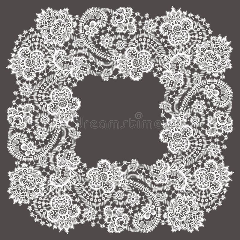 White Square Lace Frame. Vector Background. Stock Vector - Illustration ...