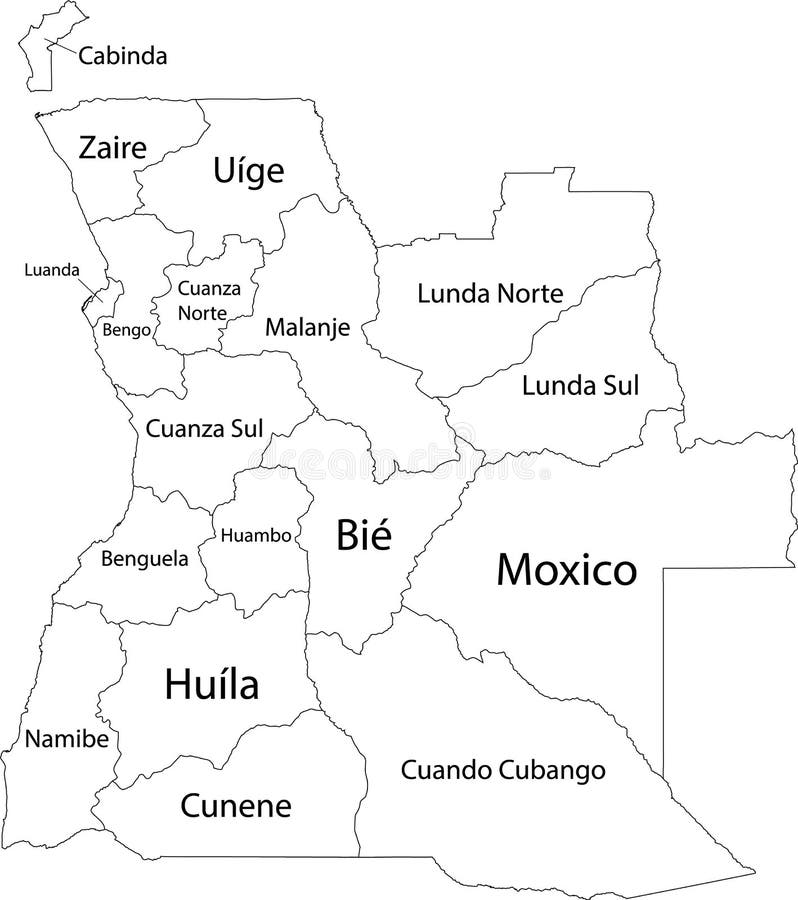 White map of Angola stock vector. Illustration of geography - 209586246