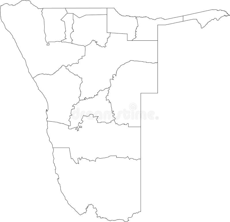 Namibia Map, Black and White Detailed Outline Regions of the Country ...