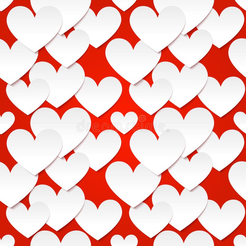 White Vector Paper Hearts at Red Background Stock Vector - Illustration ...