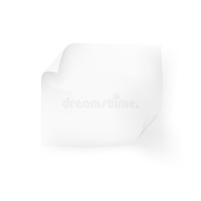 White Vector Paper Sheet with Curved Corners and Soft Shadow. Note ...