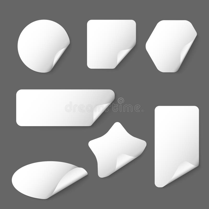 White Vector Paper Stickers on Grey Background Stock Vector ...