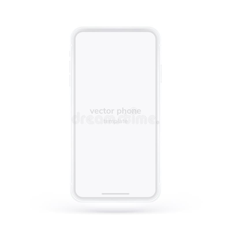 White Vector Phone Isolated On White Background. Mock Up With Empty ...