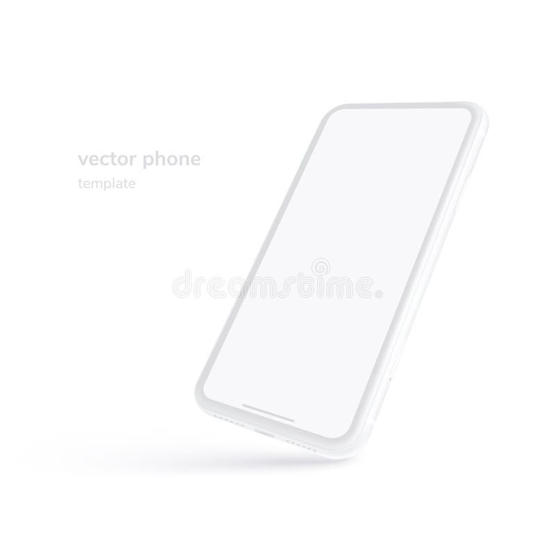 White Vector Phone Isolated on White Background. 3d Realistic Template ...