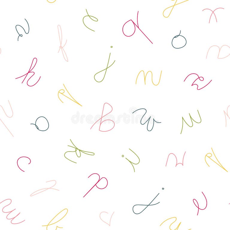 White Vector Repeat Pattern with Colorful Letters Stock Vector ...