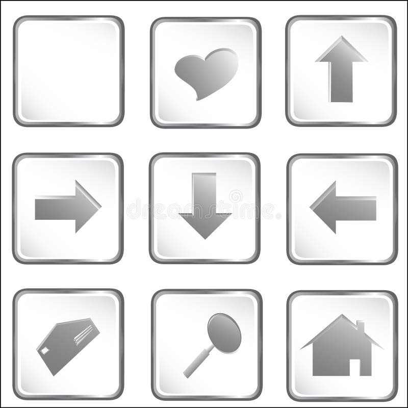 White Button with Arrow Icon Set Stock Vector - Illustration of menu ...