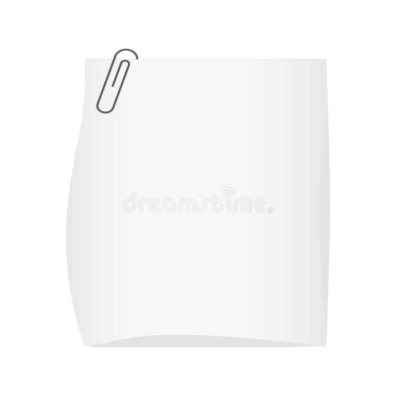 White Vector Sticky Note with Paper Clip. Stock Vector - Illustration ...
