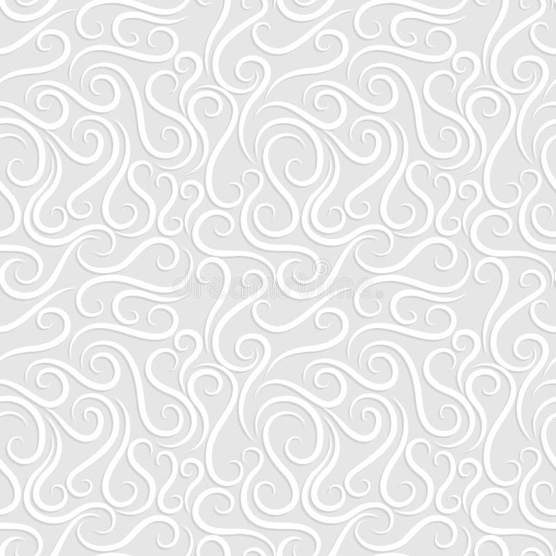 White Vector Swirl Seamless Pattern. Stock Vector - Illustration of ...
