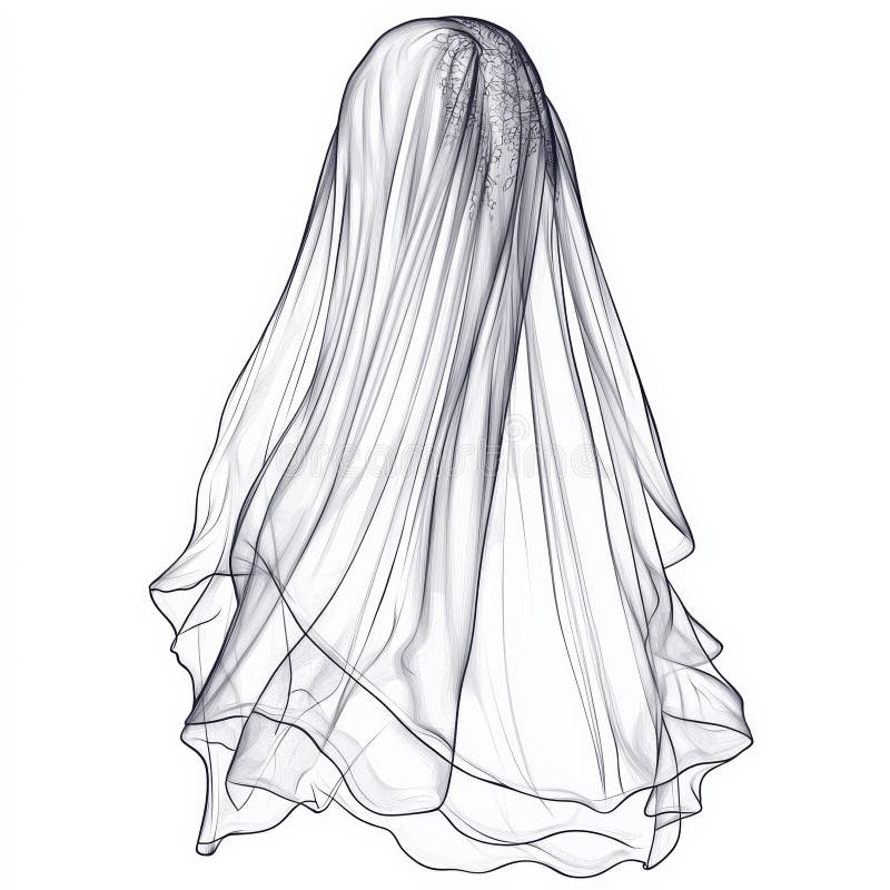 White Veil with a Black Outline Stock Illustration - Illustration of ...