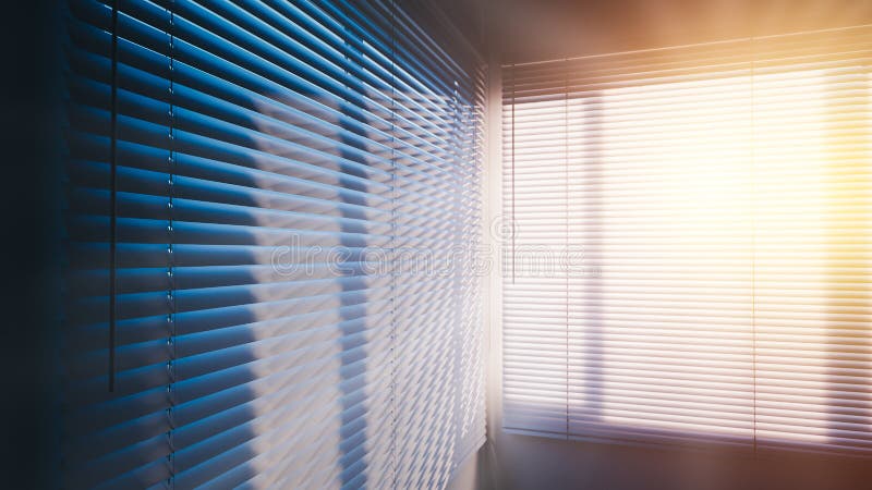 White Venetian Blinds with Sunlight and Shadow. Window Blinds Stock ...