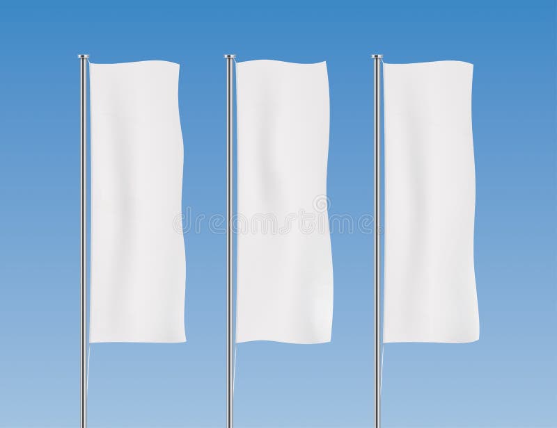 White Vertical Banner Flags on a Sky Background. Stock Vector ...